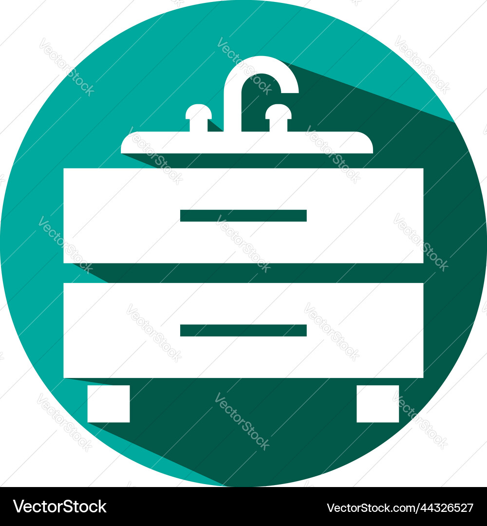 White bathroom sink with drawers on a Royalty Free Vector