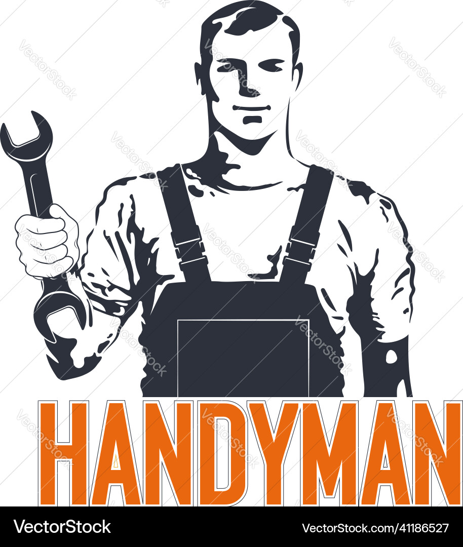 Worker in uniform with wrench handyman simple Vector Image