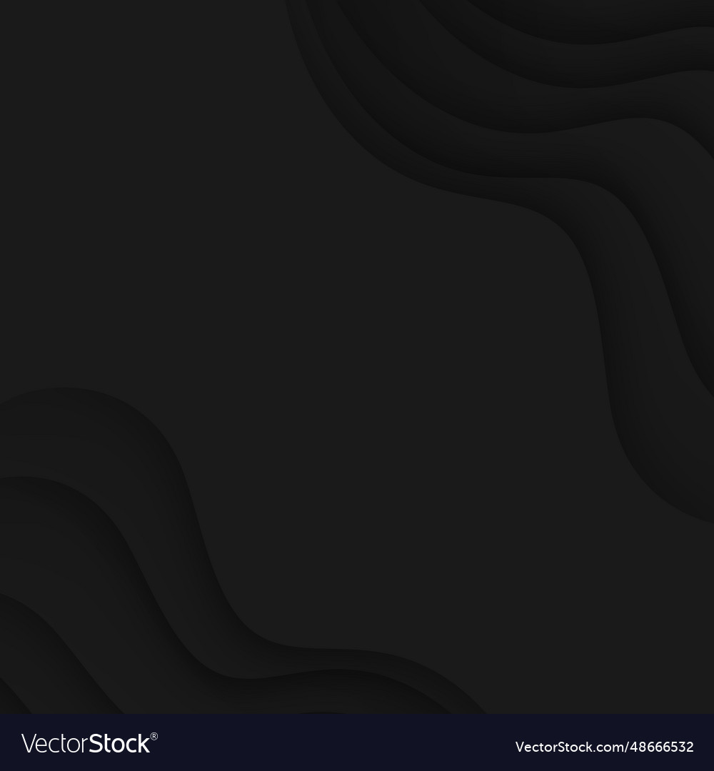 Abstract black background with waved 3d design Vector Image
