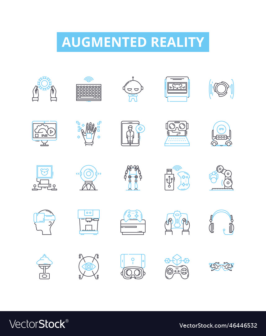 Augmented reality line icons set Royalty Free Vector Image