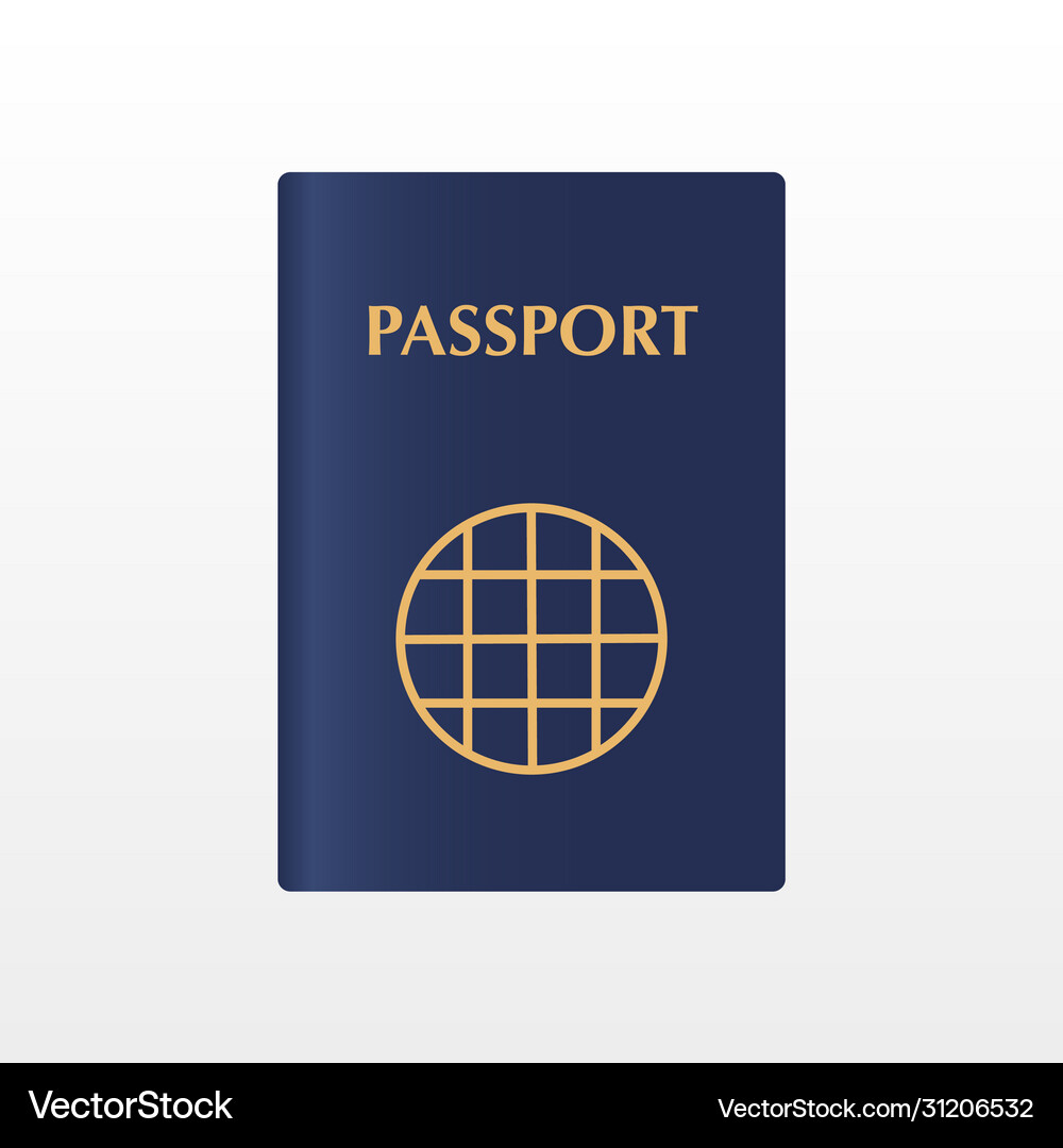 Blue passport isolated on white international Vector Image