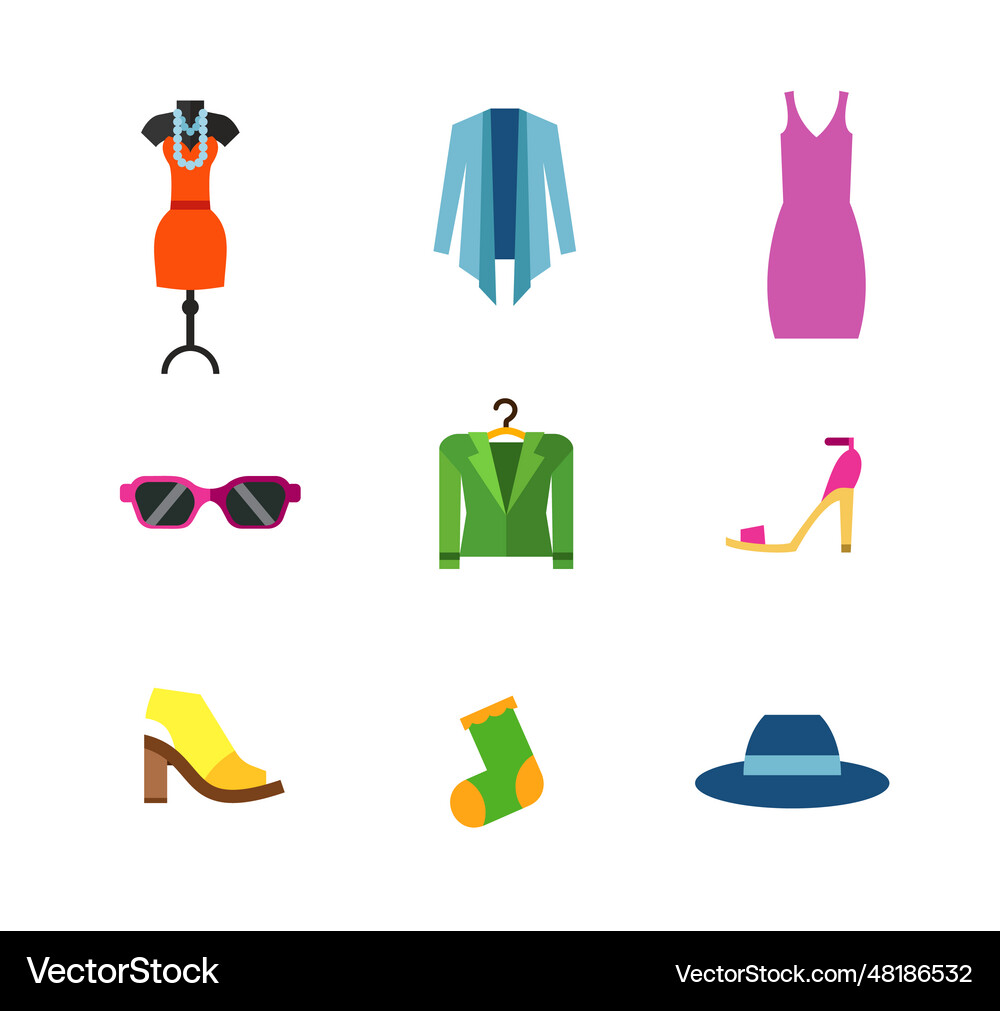 Female fashion icon set Royalty Free Vector Image
