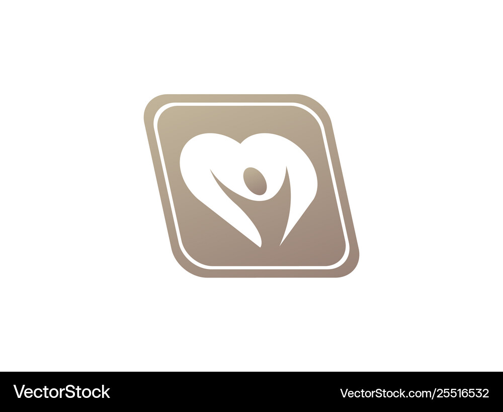 Healthy person open hands inside a heart logo Vector Image