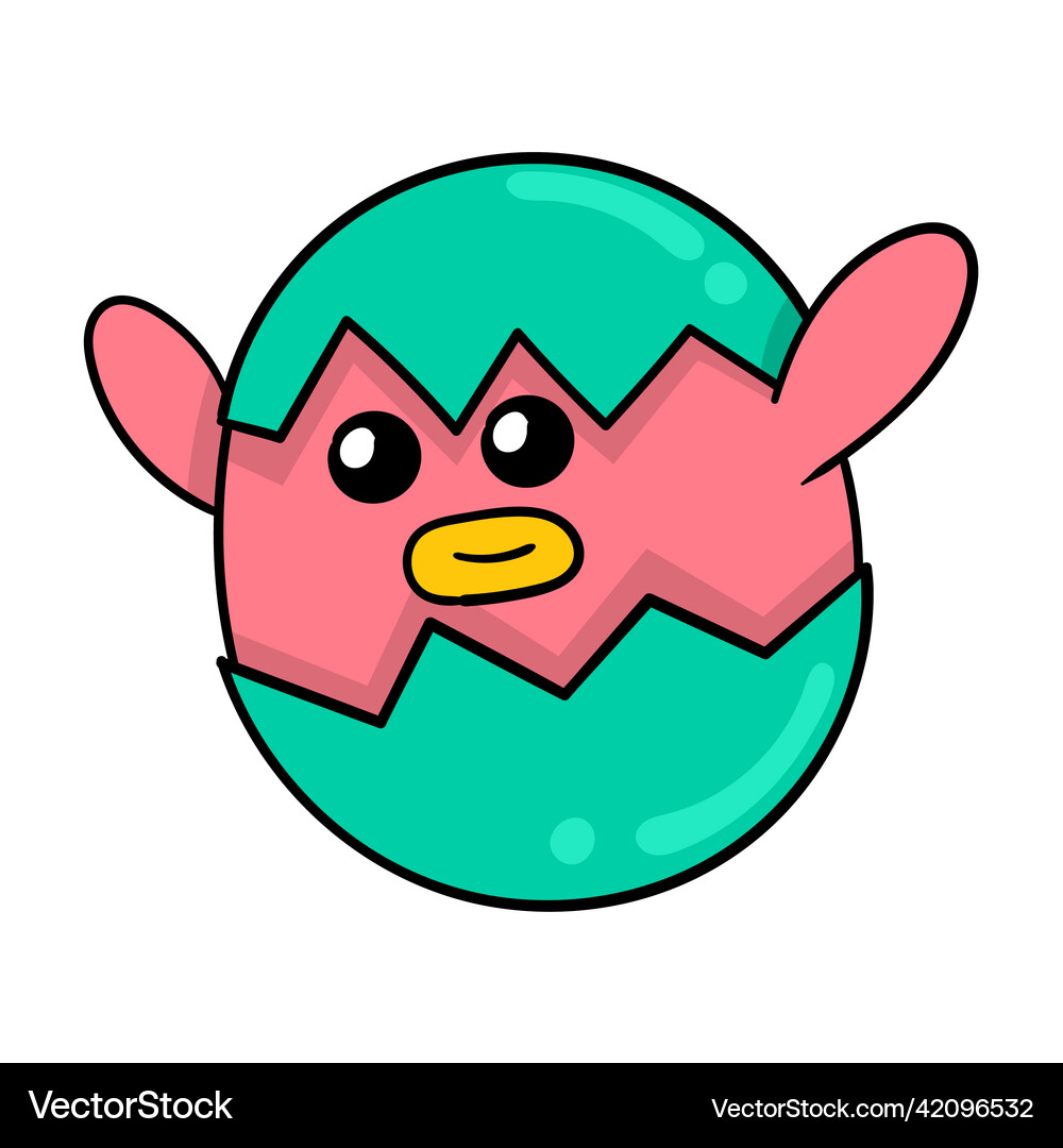 Monster baby hatching with happy smiling face Vector Image