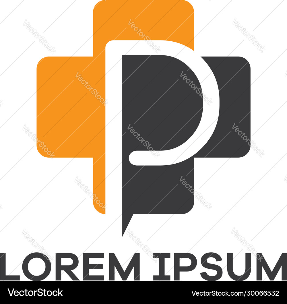 P letter logo design letter in plus Royalty Free Vector