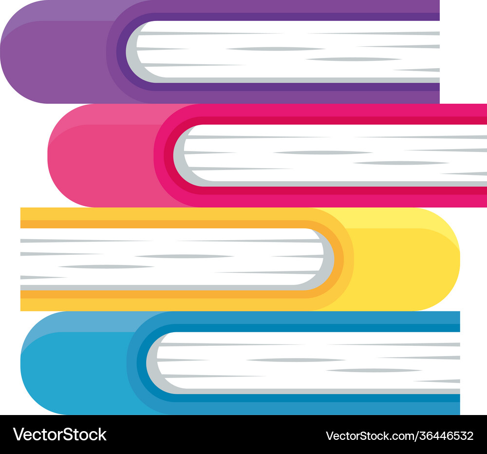 Pile text books isolated icons Royalty Free Vector Image