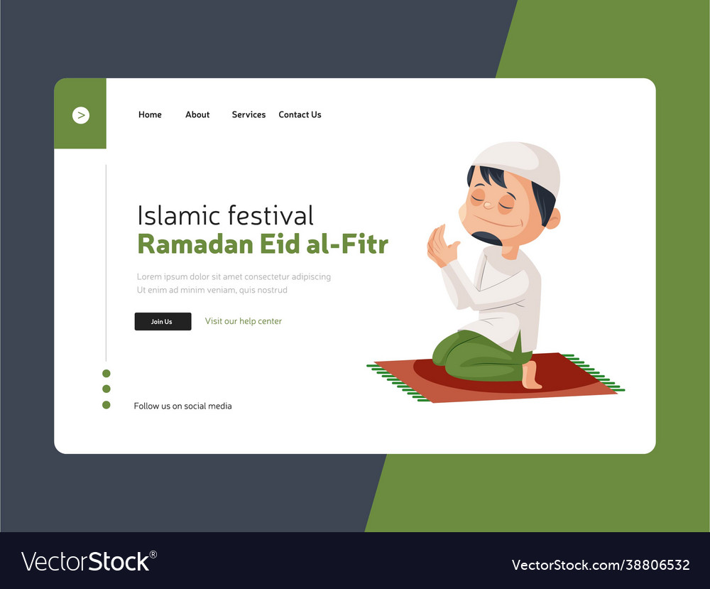 Ramadan eid al fitr landing page Royalty Free Vector Image