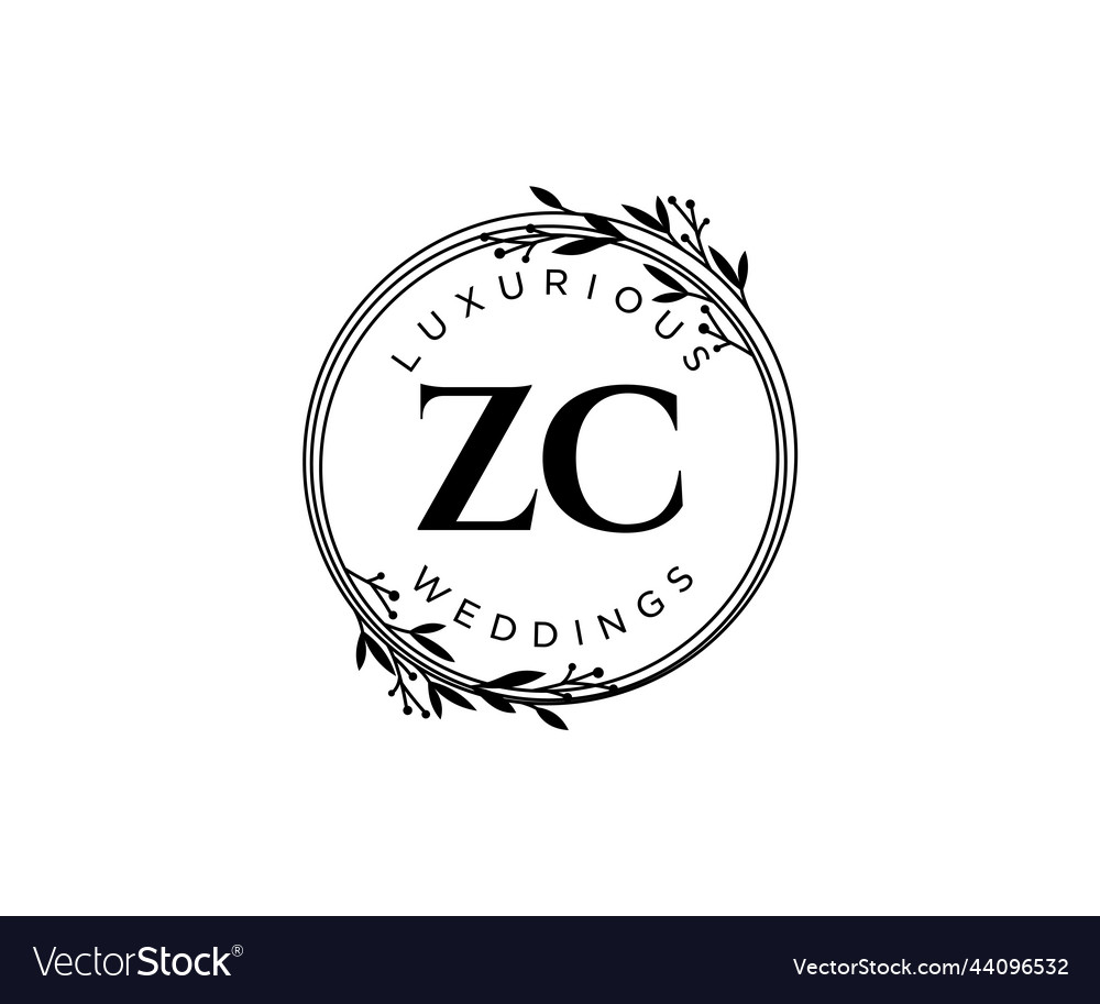 Zc initials letter wedding monogram logos Vector Image