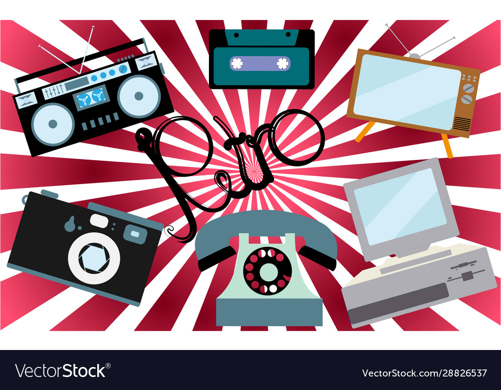 A set retro electronics technology old Royalty Free Vector A set retro electronics technology old Royalty Free Vector
