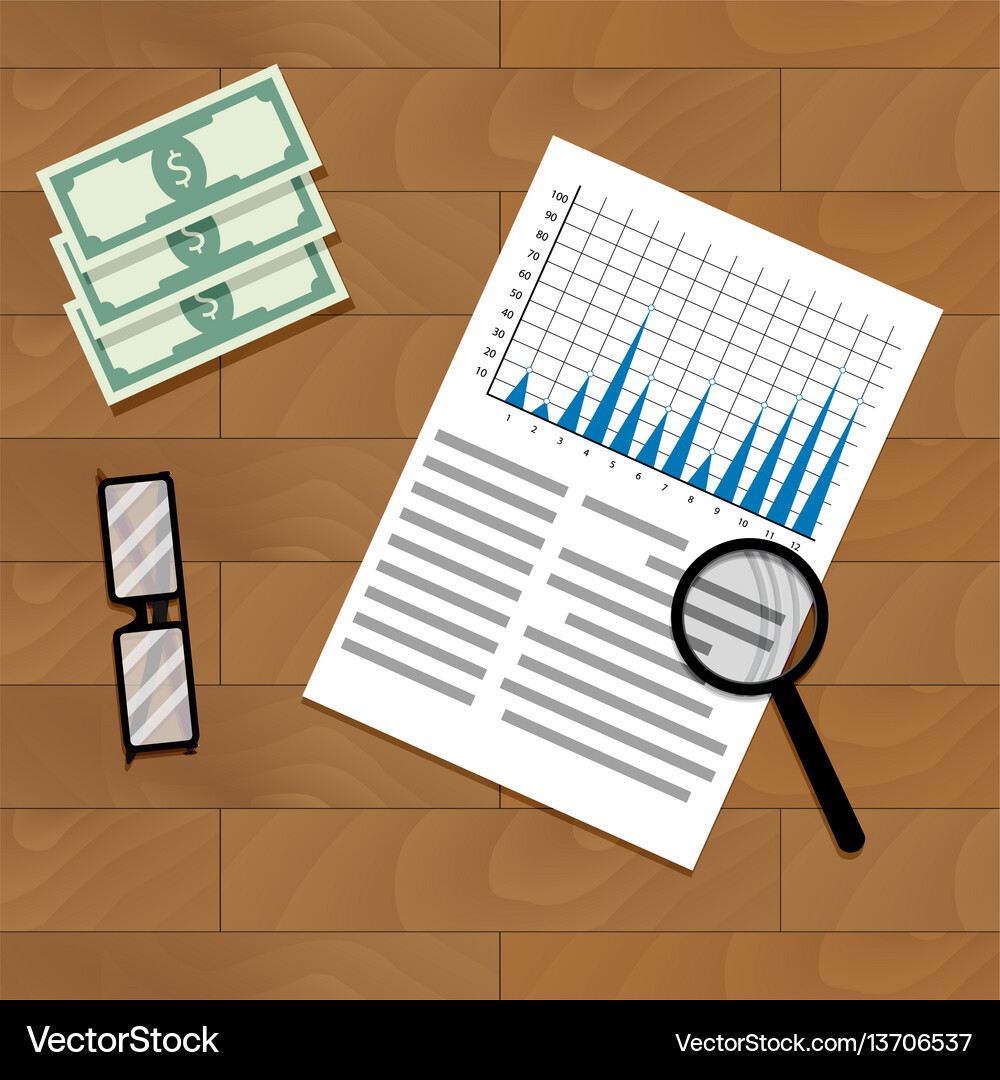 Analysis of annual financial statistics Royalty Free Vector