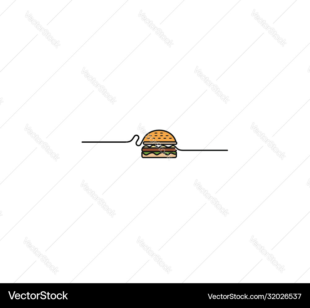 Burger - fast food concept line art Royalty Free Vector