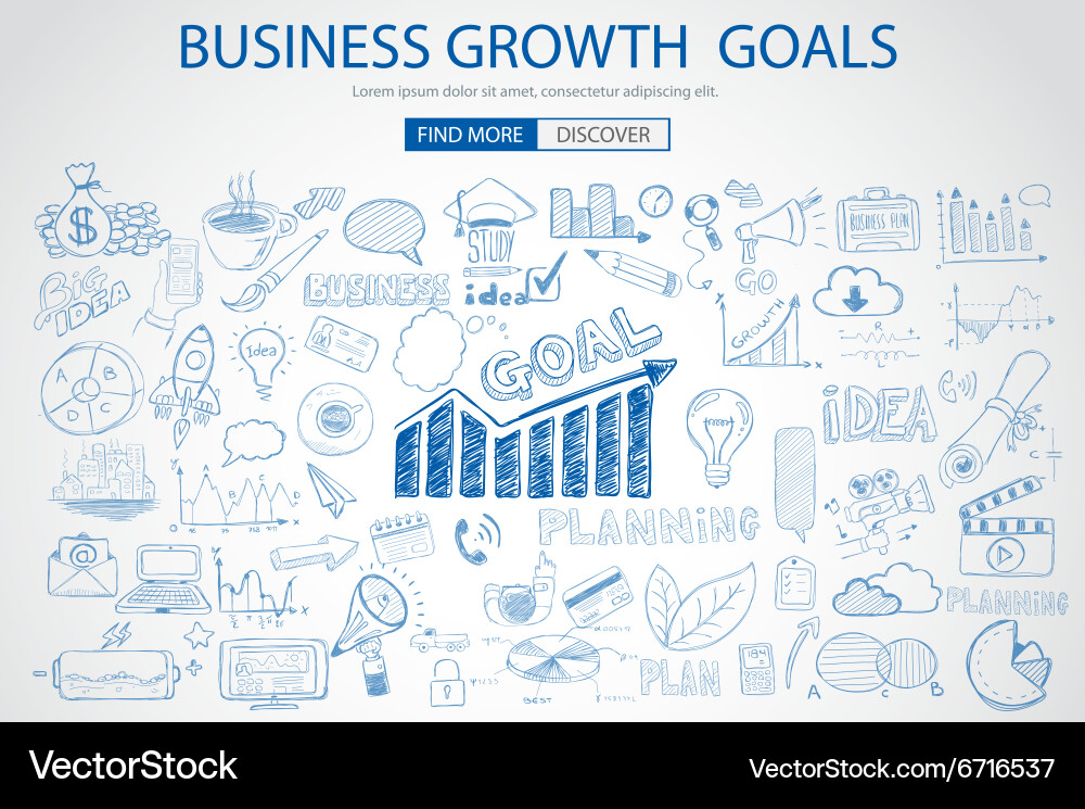 Business growth goals concet with doodle design Vector Image