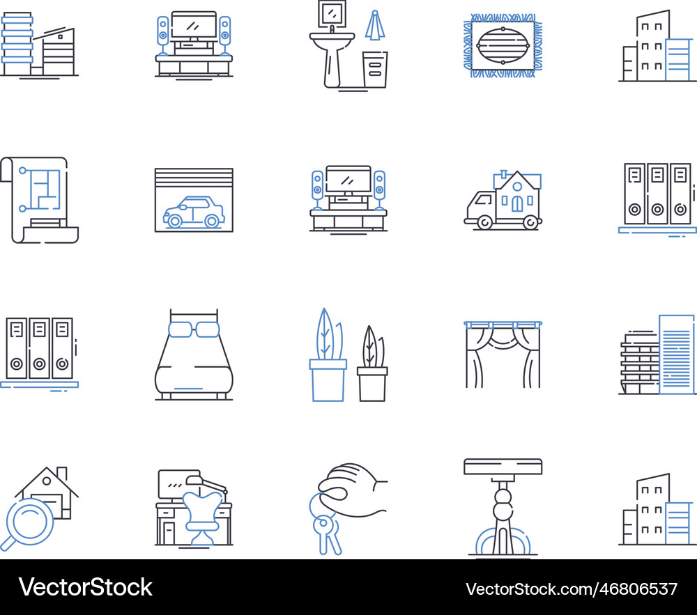 Guest room line icons collection comfortable Vector Image