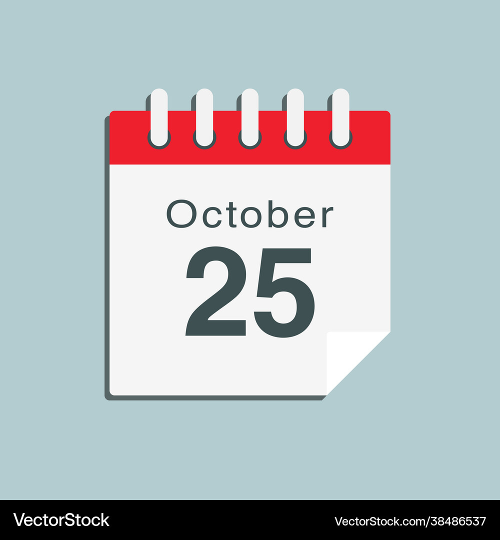 Icon day date 25 october template calendar page Vector Image
