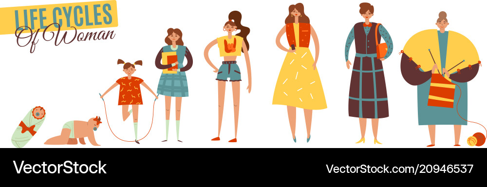 Life cycles woman set Royalty Free Vector Image