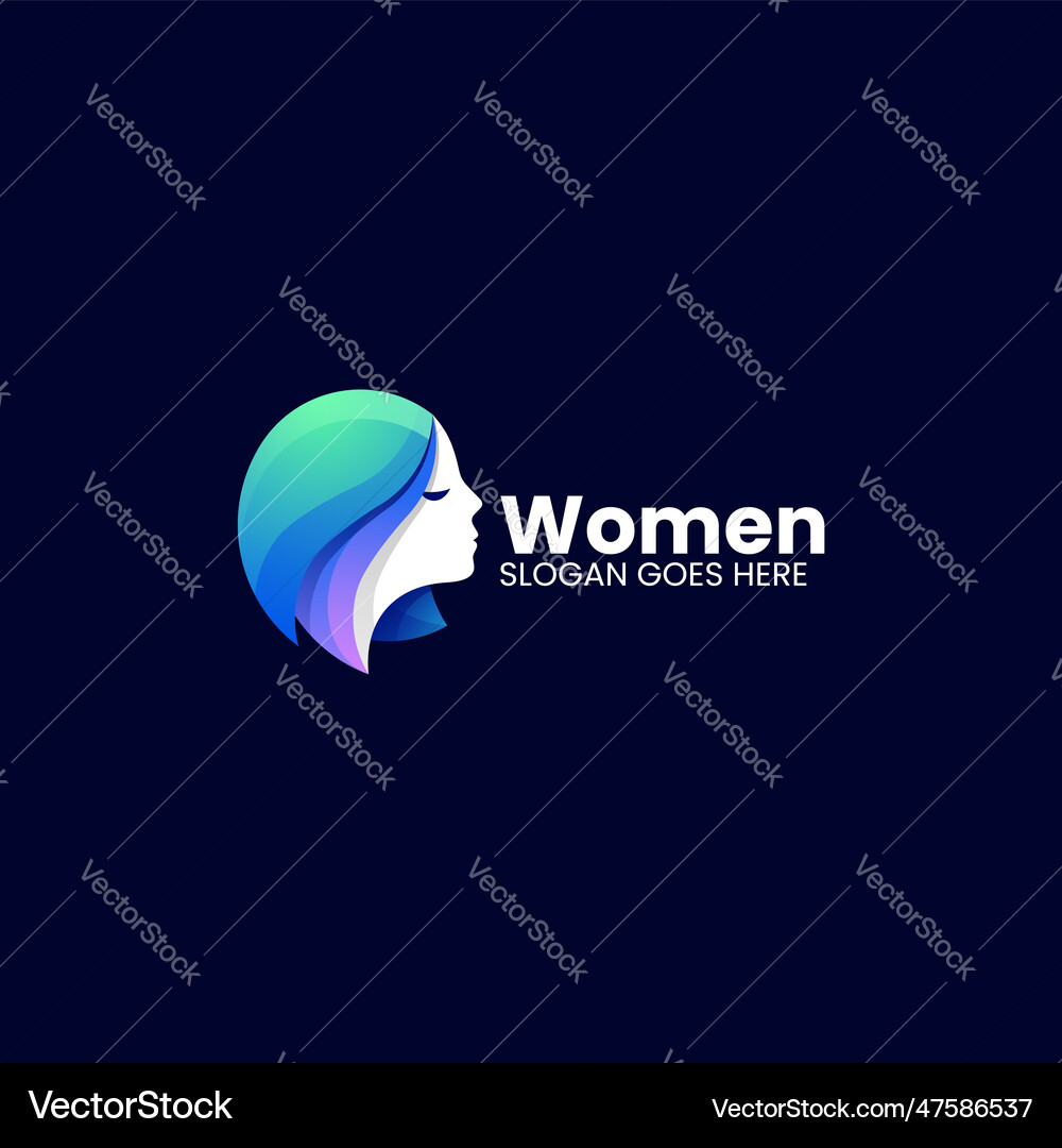 Logo women gradient colorful style Royalty Free Vector Image