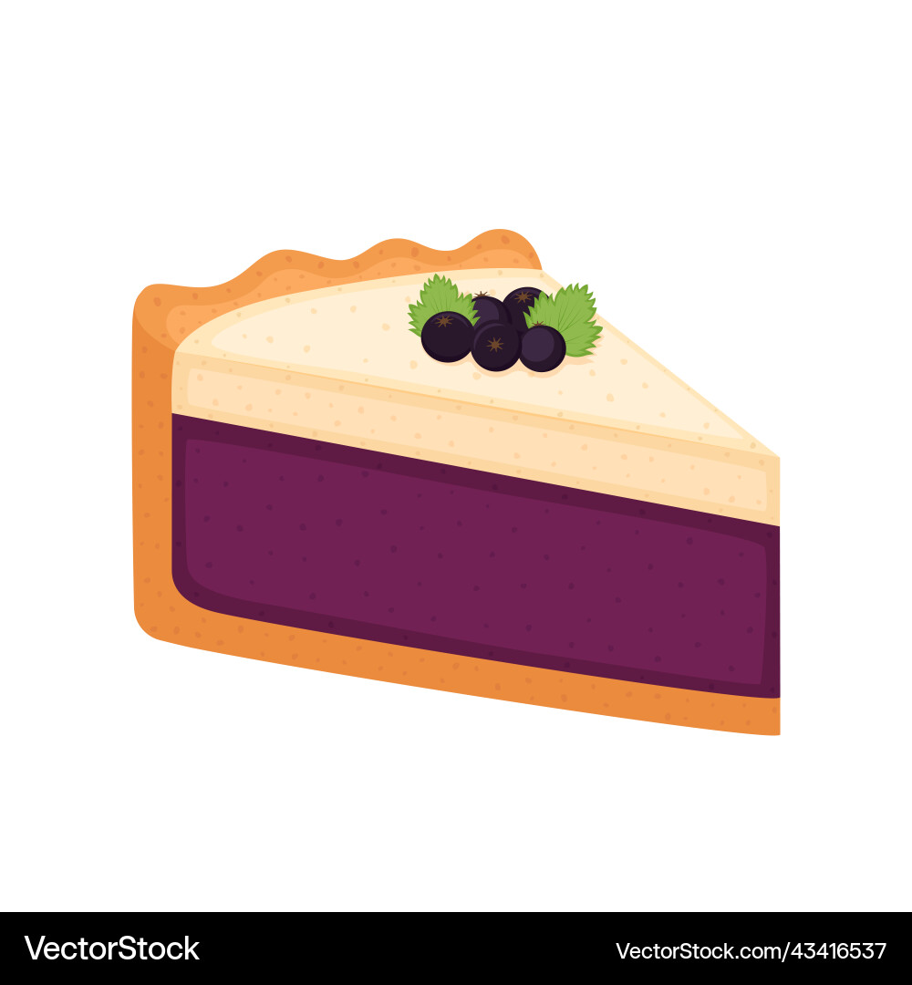 Piece of black currant cheesecake blackcurrant Vector Image
