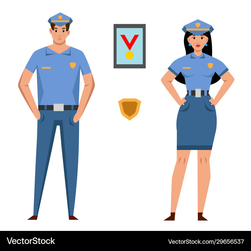Police man woman Royalty Free Vector Image - VectorStock