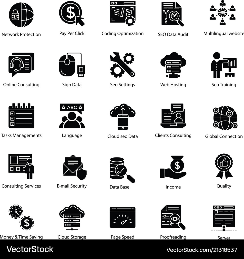 Search engine and optimization master icons Vector Image