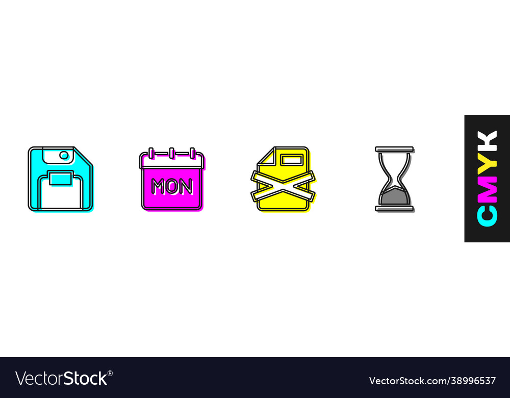 Set Floppy Disk Calendar Delete File Document Vector Image