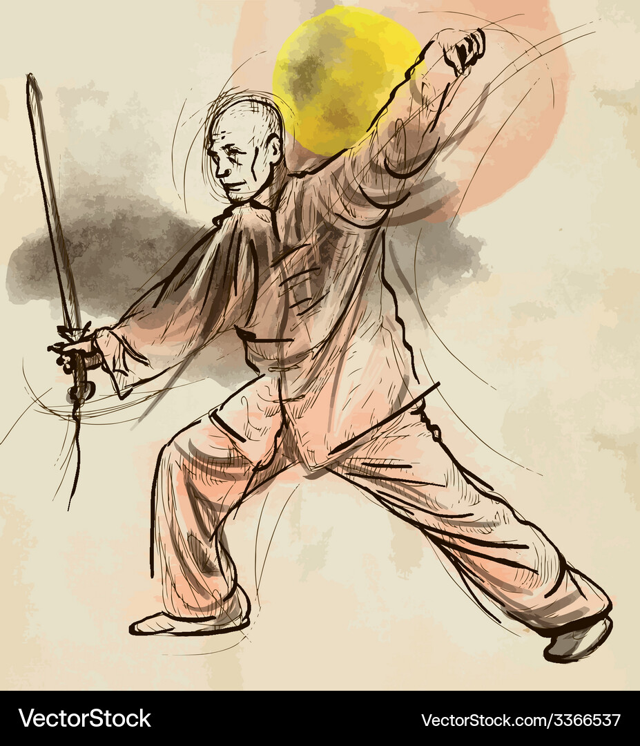 Taiji tai chi an hand drawn converted Royalty Free Vector