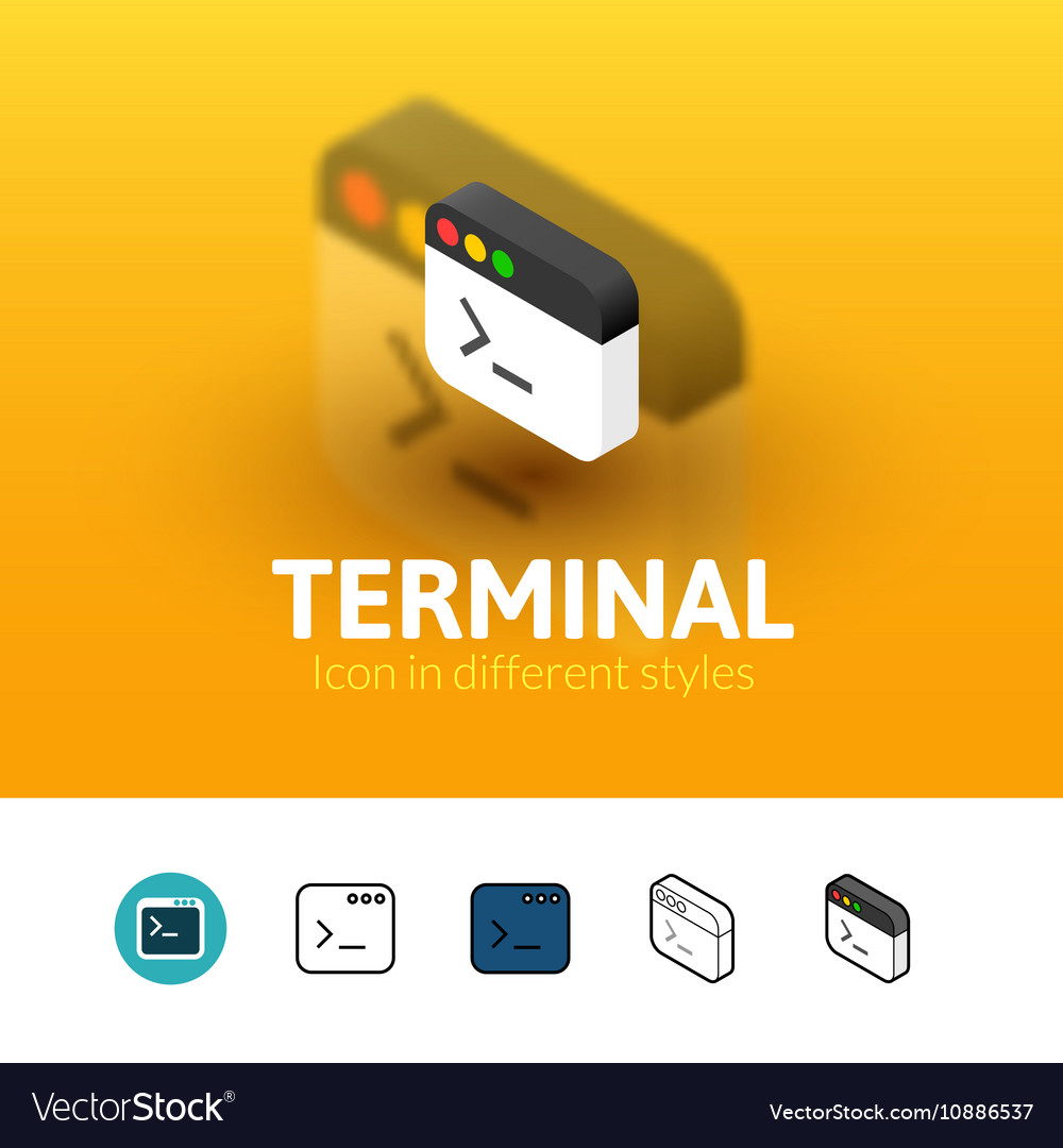 Terminal icon in different style Royalty Free Vector Image