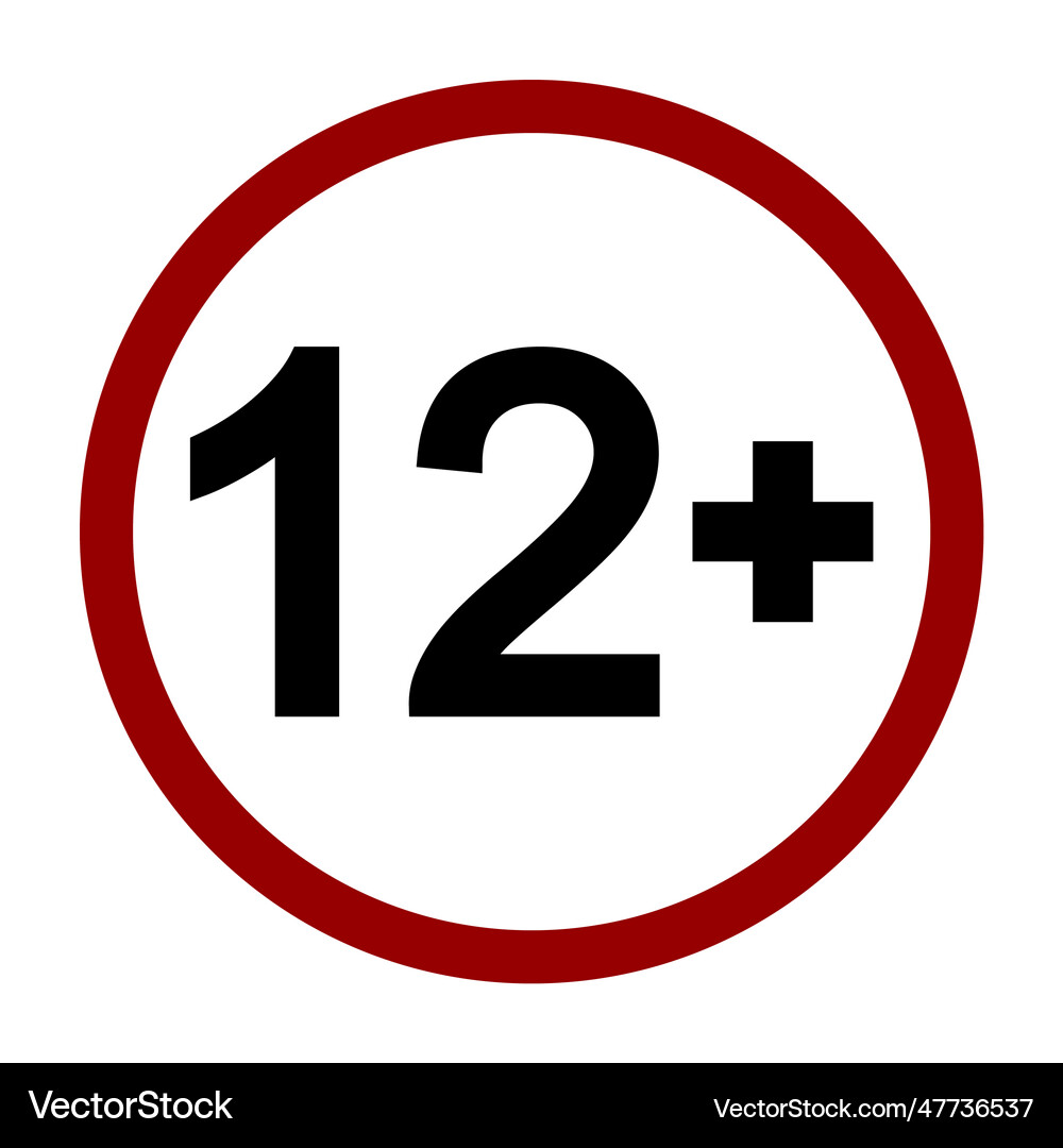 Under 12 years sign prohibition symbol Royalty Free Vector