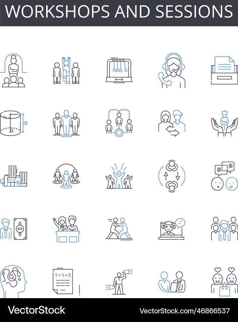Workshops and sessions line icons collection Vector Image