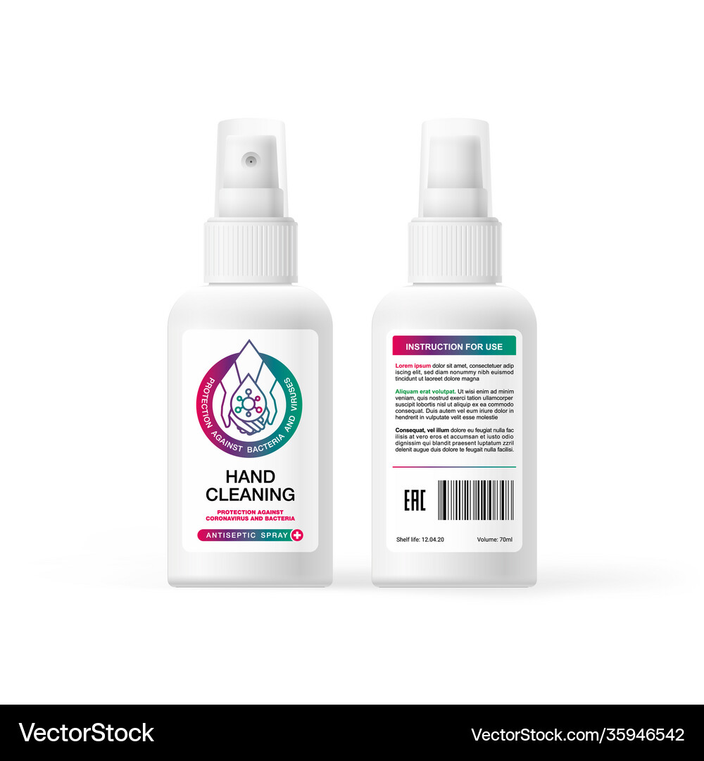 Antiseptic sprey mock-up sticker design logo Vector Image