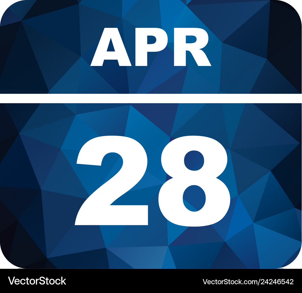 April 28th date on a single day calendar Vector Image