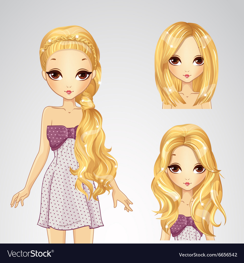 Beautiful Girl And Collection Of Hairstyles Vector Image