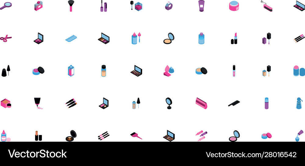 Bundle make up set icons Royalty Free Vector Image