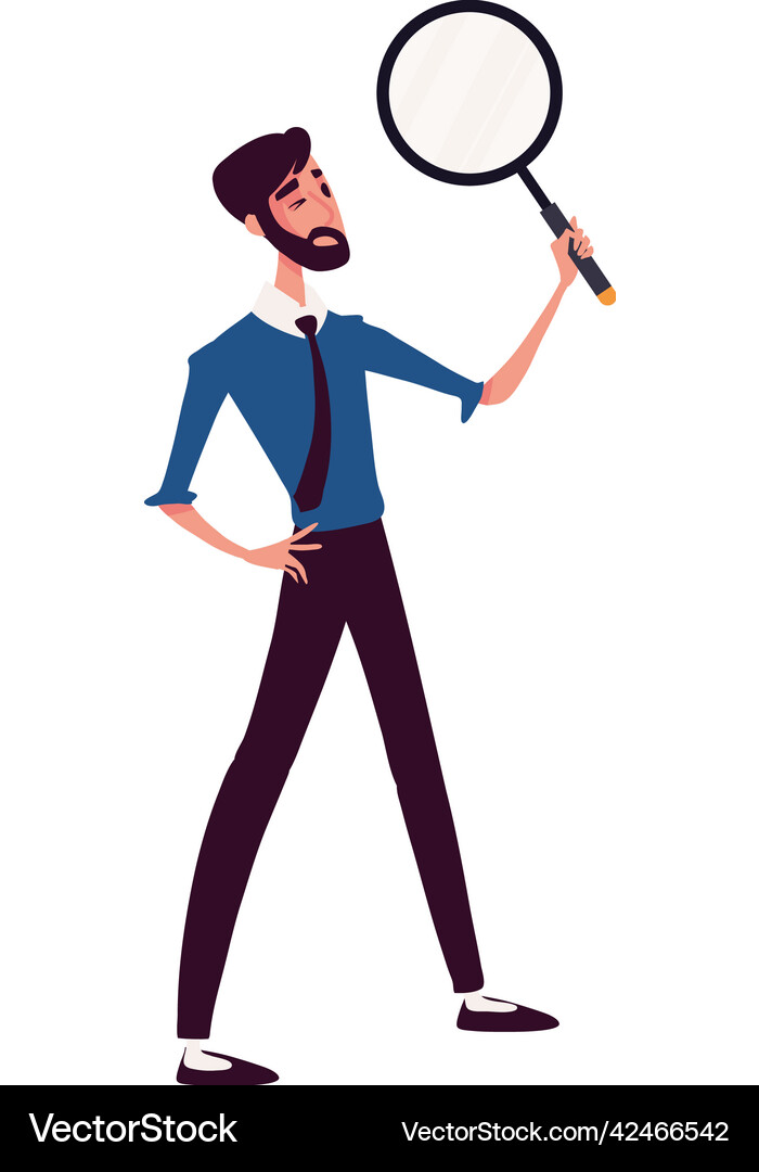 Businessman holding a magnifier Royalty Free Vector Image
