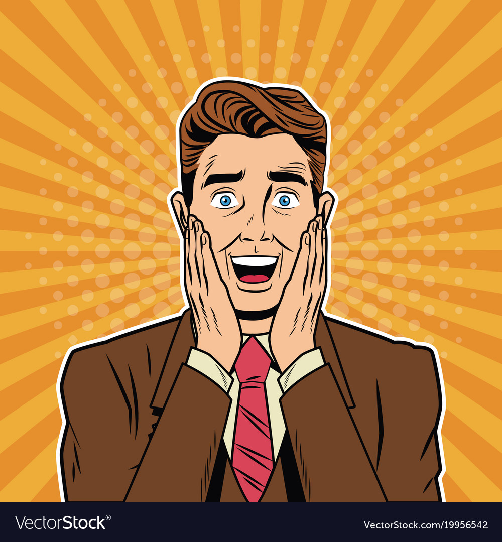 Businessman Surprised Pop Art Cartoon Royalty Free Vector