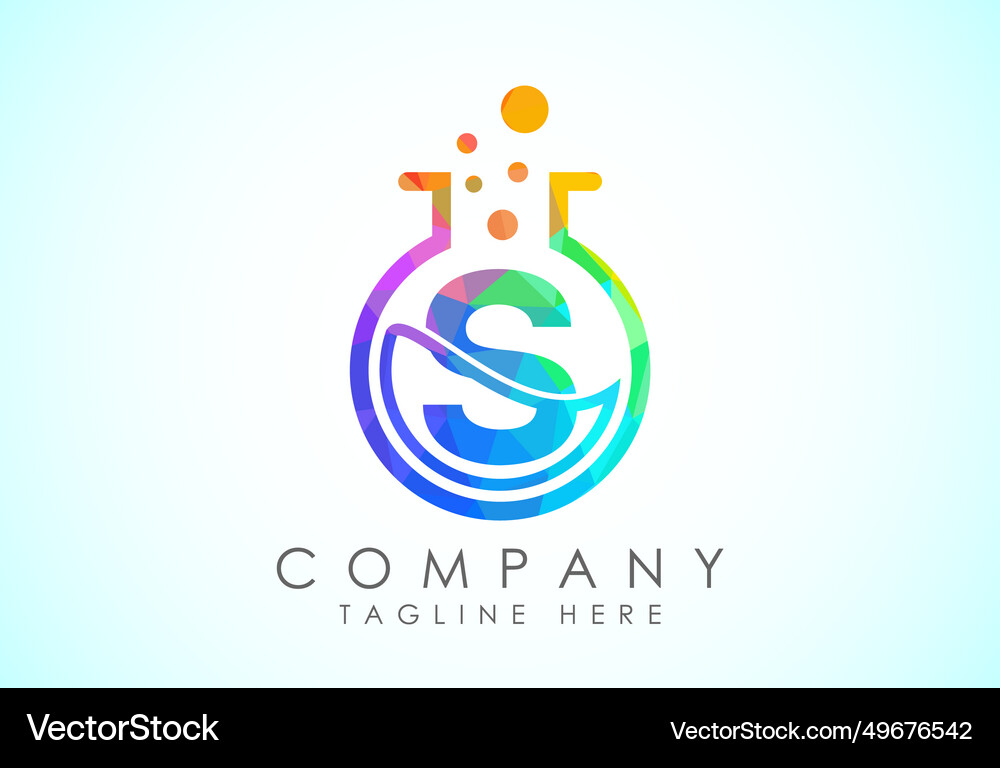 English alphabet s with science lab emblem low Vector Image