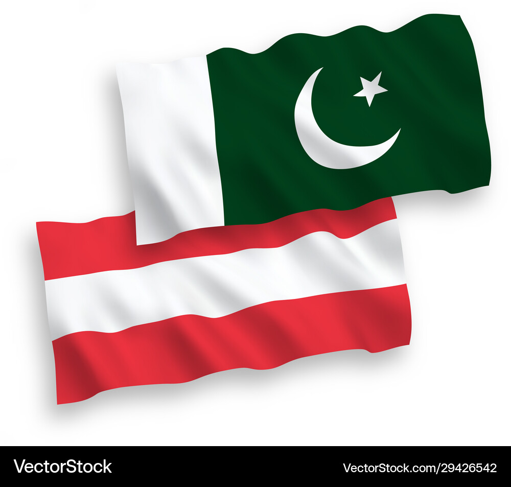 Flags austria and pakistan on a white Royalty Free Vector