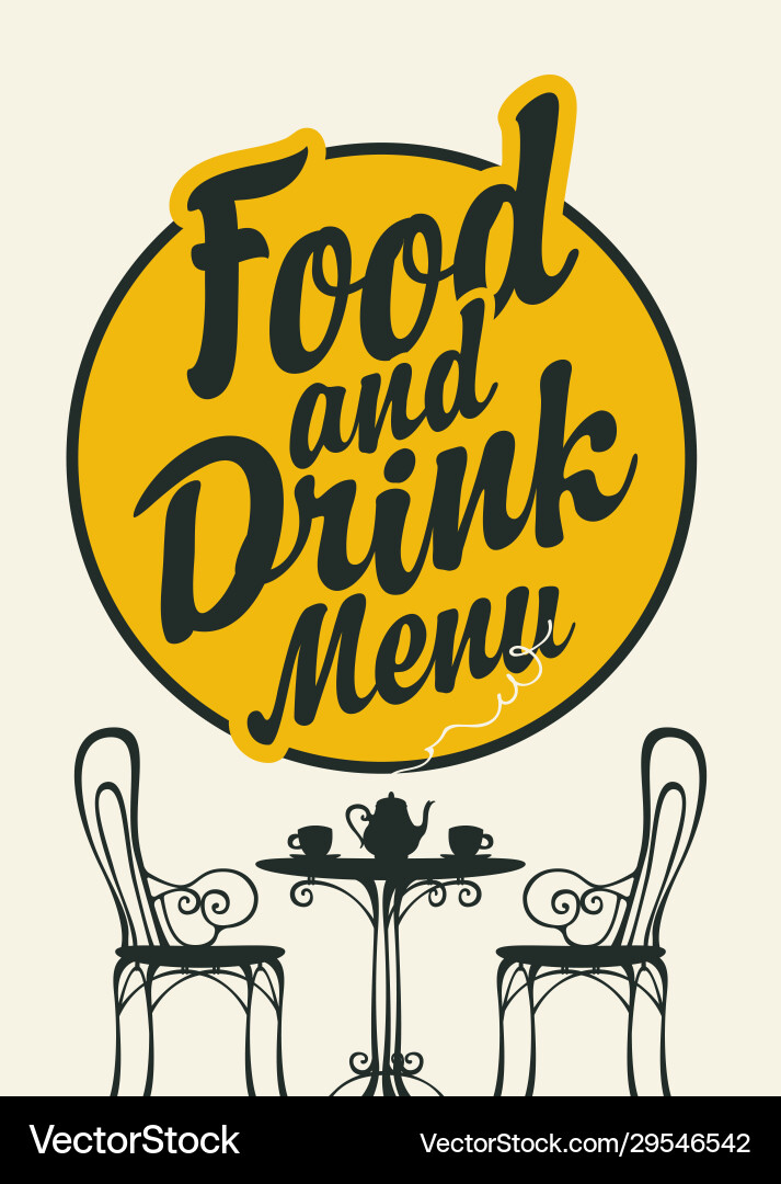 Food and drink menu with a table for two Vector Image
