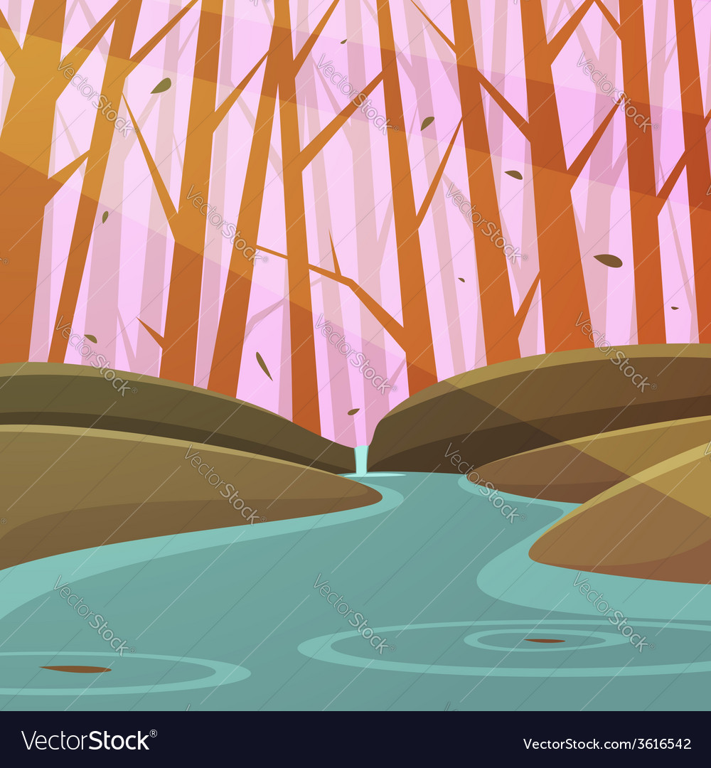 Forest stream Royalty Free Vector Image - VectorStock