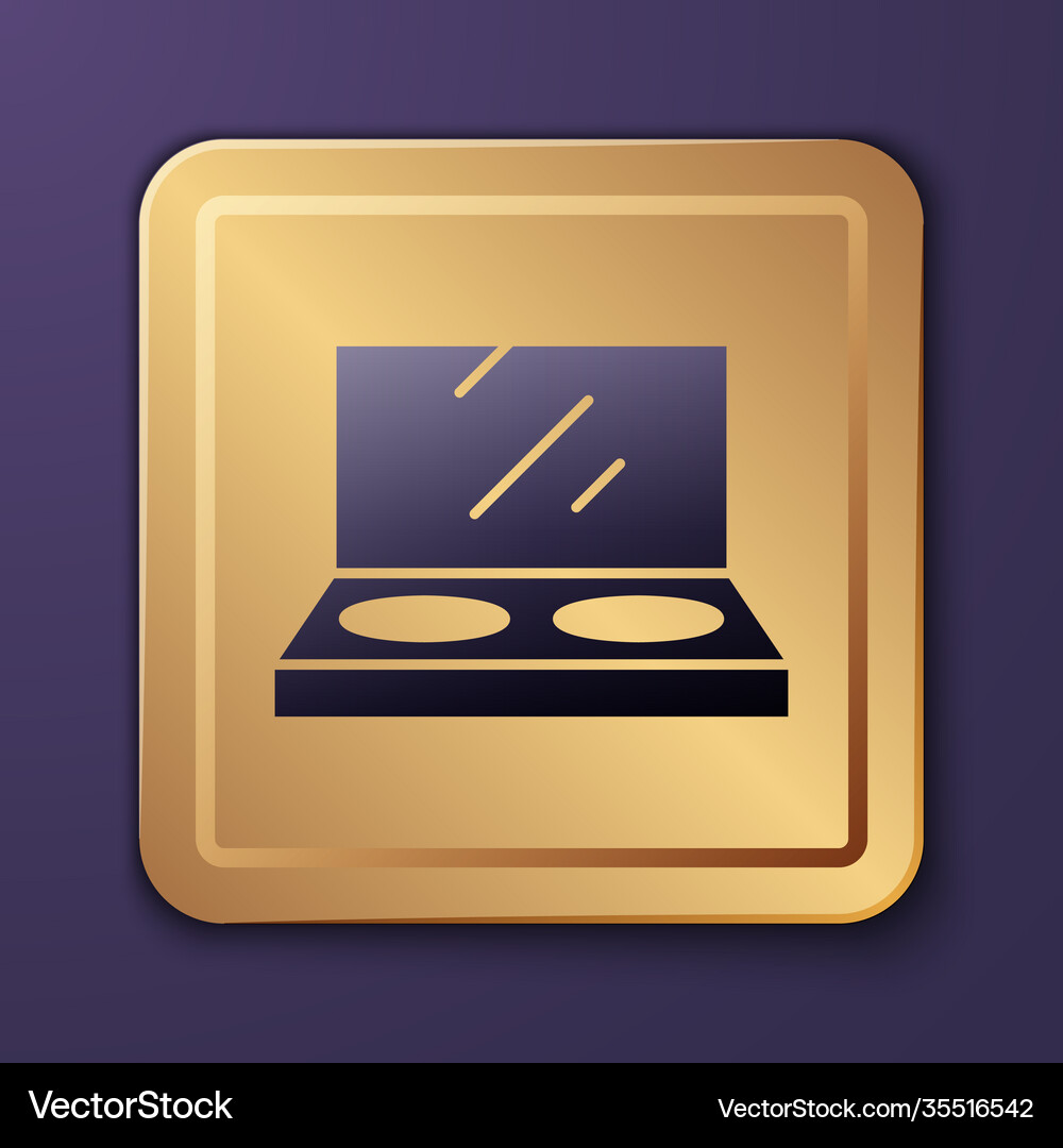Purple makeup powder with mirror icon isolated Vector Image