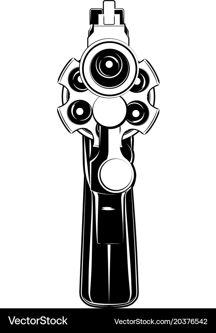 Revolver black icon isolated on white background Vector Image