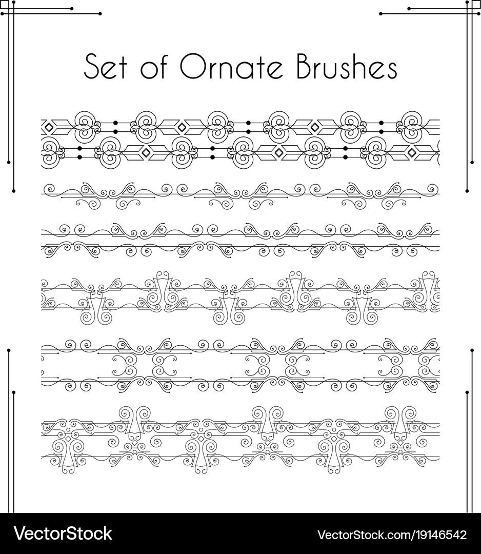 Set of ornate brushes Royalty Free Vector Image