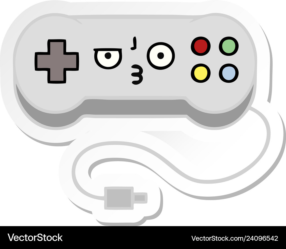 Sticker of a cute cartoon game controller Vector Image