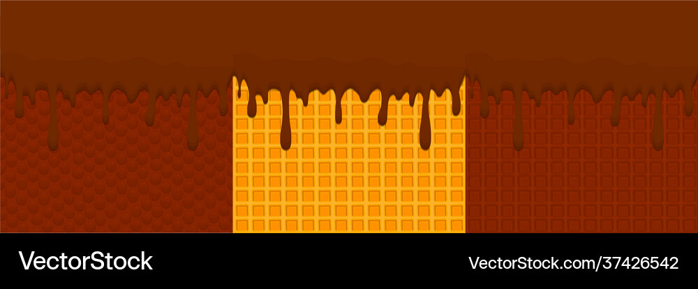 Sticky syrup on waffle with cell dessert Vector Image