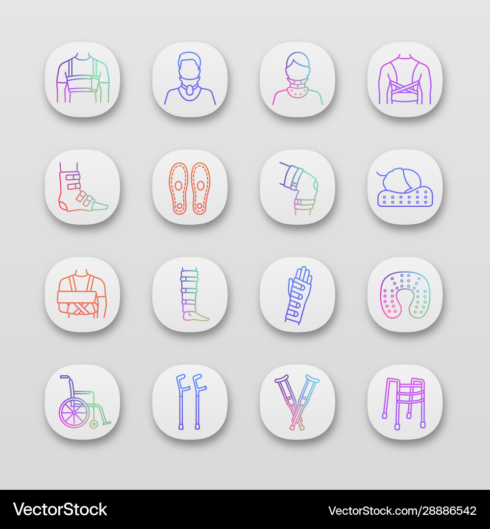 Trauma-Behandlung App-Symbole Set Lizenzfreies Vektorbild