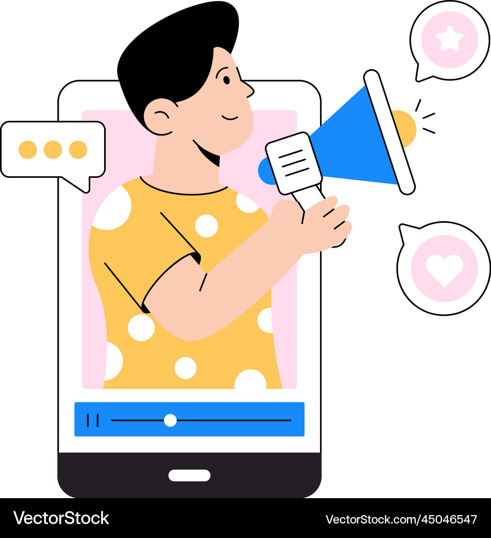 A flat of mobile marketing Royalty Free Vector Image