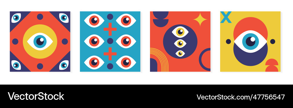 Abstract eye design bauhaus geometric posters Vector Image