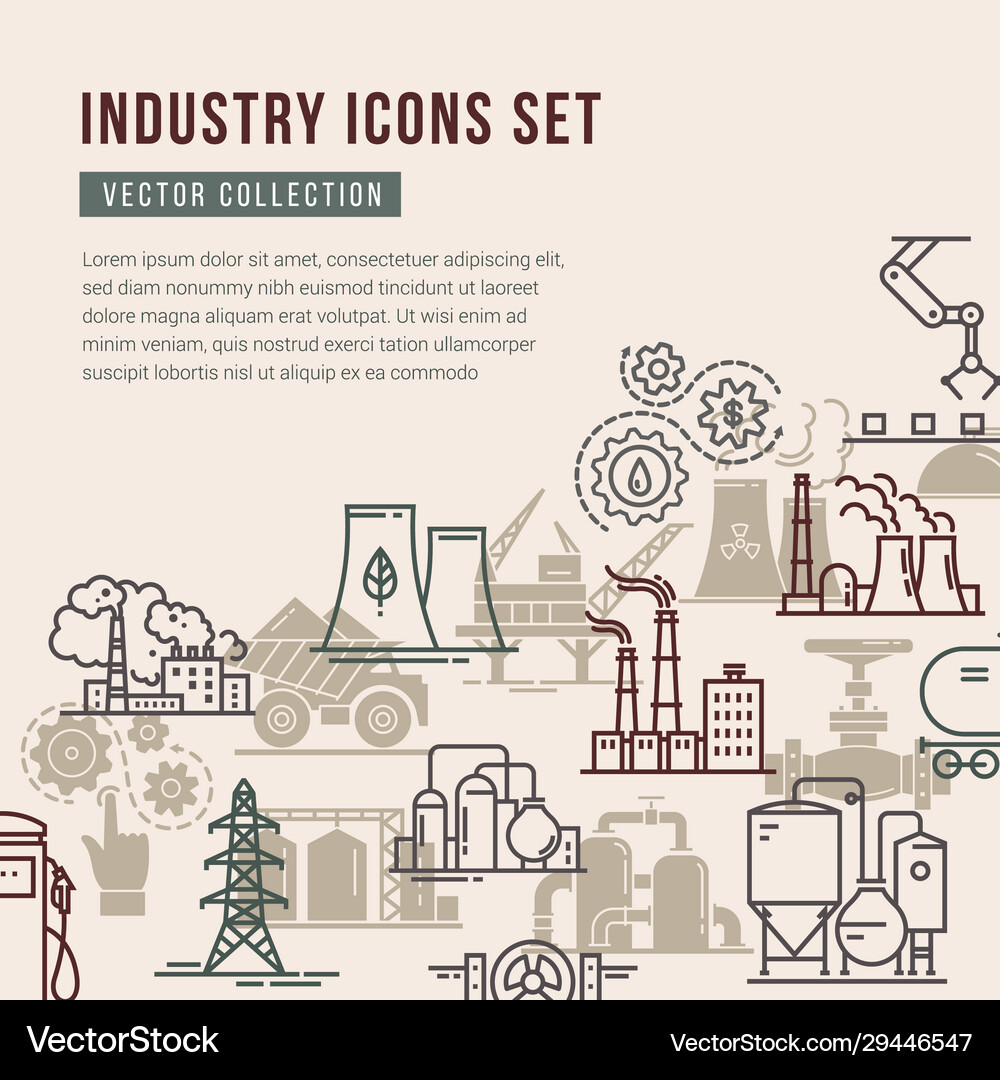 Collection with a set industrial icons Royalty Free Vector