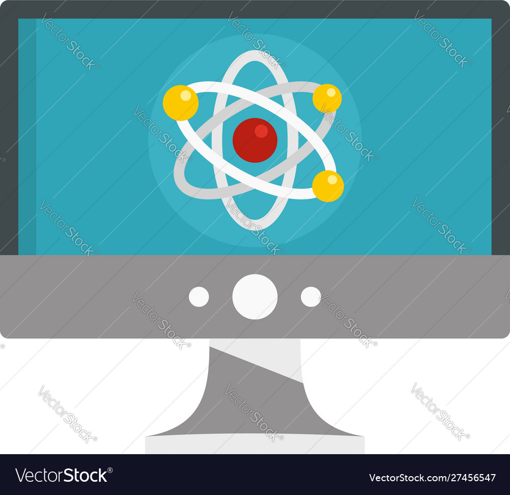 Computer learning icon flat style Royalty Free Vector Image