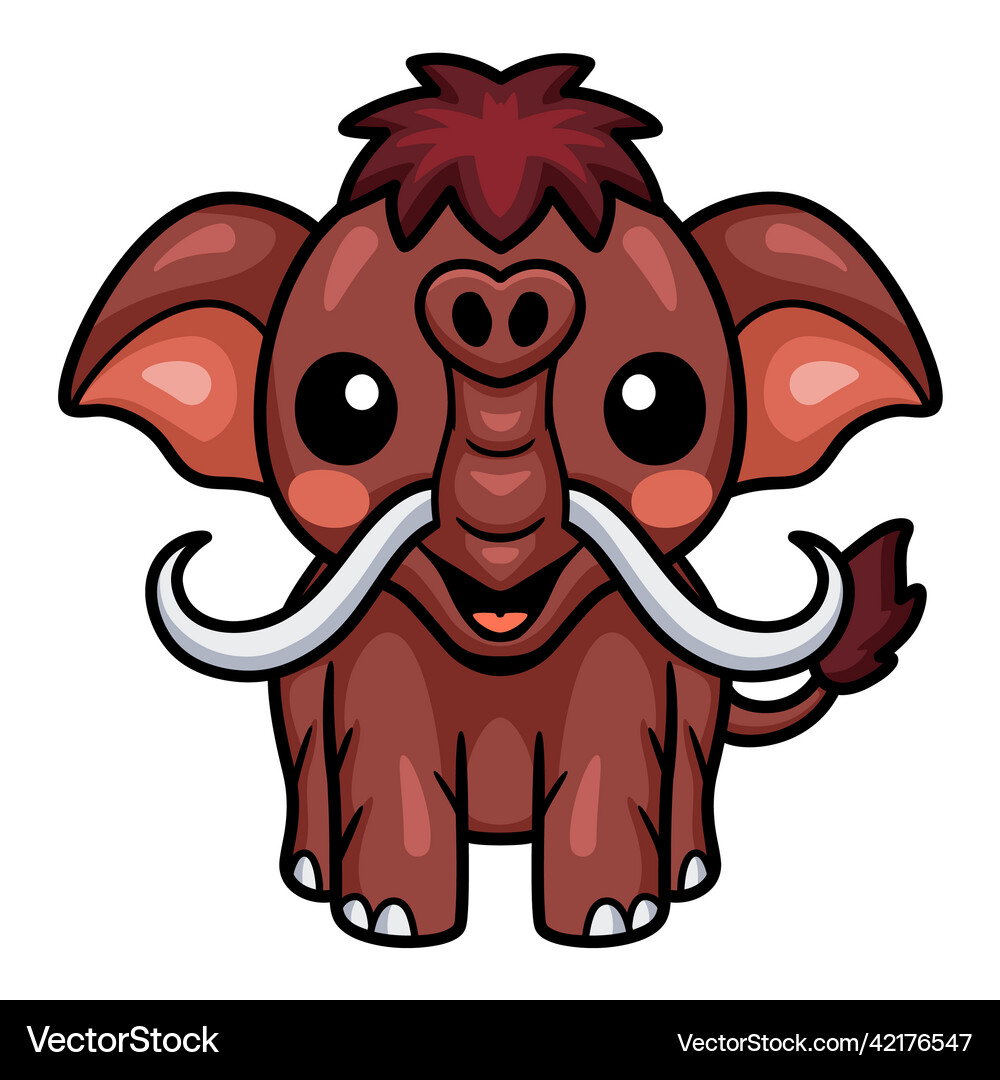 Cute little mammoth cartoon character Royalty Free Vector
