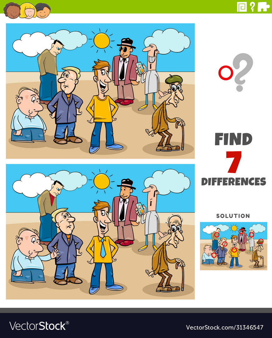 Differences educational task with cartoon people Vector Image